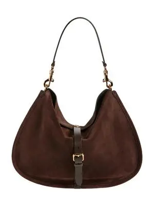Etro Maxi Pony Suede Shoulder Bag - Dark Brown M0406