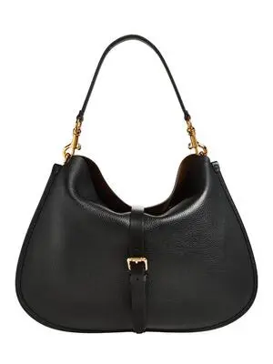 Etro Maxi Pony Tumbled Leather Shoulder Bag - Black N0000