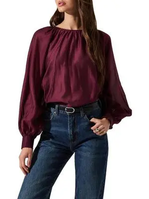 Astr The Label Reyen Long Sleeve Top - Deep Wine