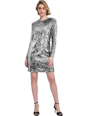 ELLE COLLECTION ELLE Collection Long Sleeve Sequin Shift Dress