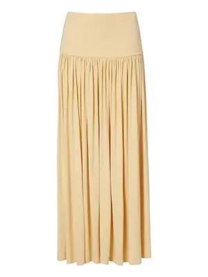 AYA MUSE Gathered Jersey Maxi Skirt - Yellow
