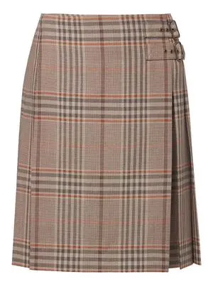 Burberry Check Wool Miniskirt - Beige