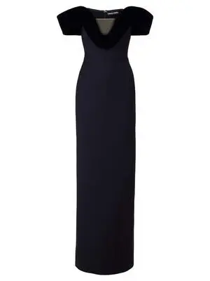David Koma Off-shoulder Wool-blend Bustier Gown - Black