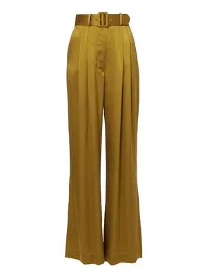 Zimmermann Silk Satin Wide-leg Trousers - Green