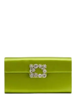 ROGER VIVIER Efflorescence Satin Clutch - Green