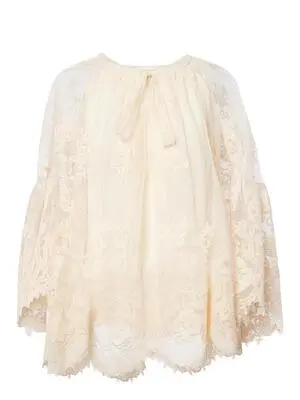 Zimmermann Hypnotic Tie-neck Floral Lace Blouse - Beige