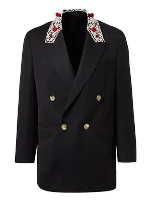 Simone Rocha Embellished Double-breasted Blazer - Black