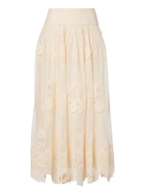 Zimmermann Hypnotic Floral Lace Maxi Skirt - Beige