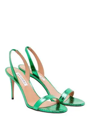 AQUAZZURA So Nude 85 Snake-Effect Leather Sandals Green