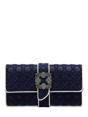 Manolo Blahnik Capri Mini Embellished Satin Clutch - Blue