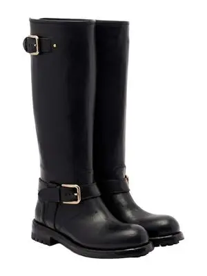Dolce & Gabbana Leather Biker Boots - Black