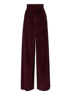 Max Mara High-rise Cotton Corduroy Wide-leg Pants - Burgundy