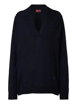 Gucci V-neck Wool Sweater Blue