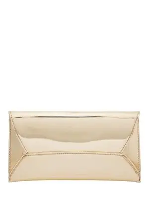 AQUAZZURA Envelope Metallic Leather Clutch - Gold