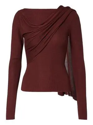 AYA MUSE Draped Silk-blend Top - Burgundy