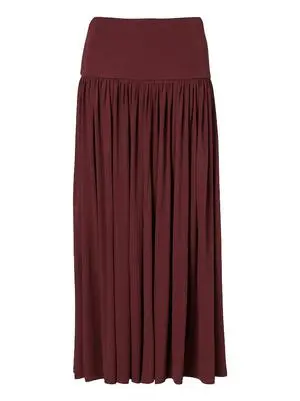 AYA MUSE Gathered Maxi Skirt - Burgundy