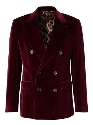 Dolce & Gabbana Double-breasted Cotton Velvet Blazer - Burgundy