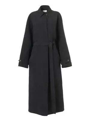 THE ROW Ryo Silk Wrap Coat - Black