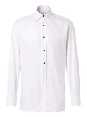 Brioni Cotton Poplin Tuxedo Shirt - White