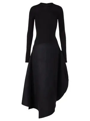 Victoria Beckham Asymmetric Midi Dress - Black