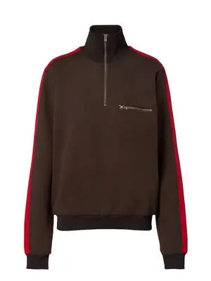 MAISON MARGIELA Cotton-blend Jersey Half-zip Sweatshirt - Brown