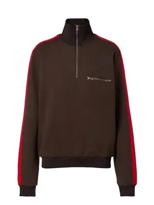 MAISON MARGIELA Cotton-blend Jersey Half-zip Sweatshirt - Brown