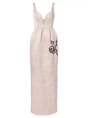 Erdem Embroidered Satin Gown - Pink