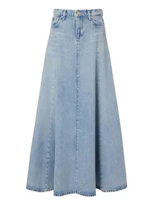 7 For All Mankind High-rise Cotton Denim Maxi Skirt - Blue