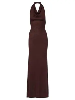 AYA MUSE Reed Halterneck Maxi Dress - Brown