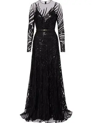 Elie Saab Embellished Gown - Black