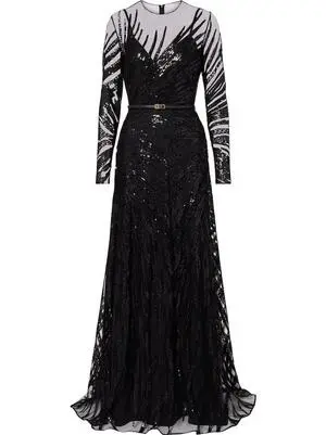 Elie Saab Embellished Gown - Black