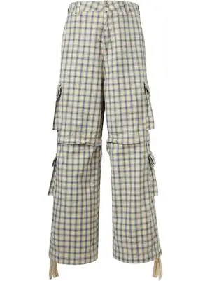 ERL Checked Cotton Cargo Trousers - Blue