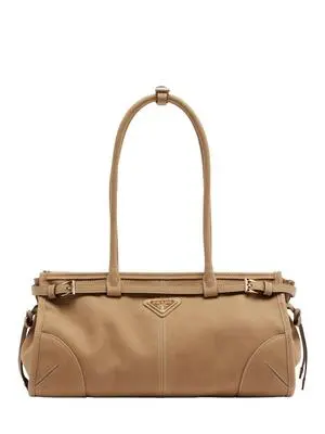 Prada Bonnie Medium Leather Shoulder Bag - Beige