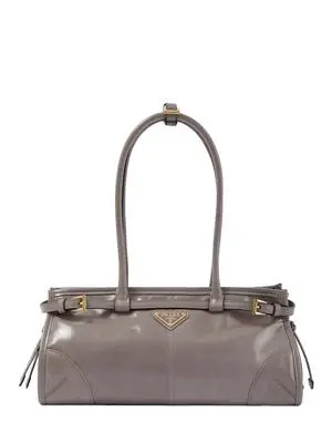 Prada Bonnie Medium Leather Shoulder Bag - Grey