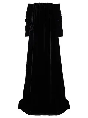 Max Mara Open-back Cotton Velvet Gown - Black
