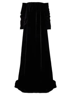 Max Mara Open-back Cotton Velvet Gown - Black