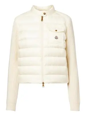 Moncler Down-paneled Wool And Cashmere Cardigan - White