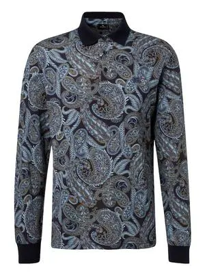 Etro Paisley Cotton Polo Sweater - Blue