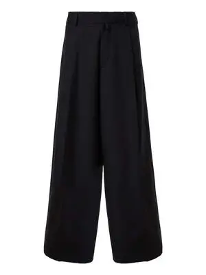 Dries Van Noten Wool Wide-leg Pants - Black