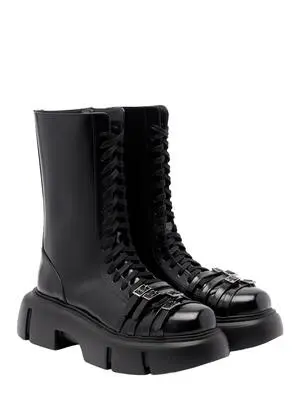 Simone Rocha Platform Leather Combat Boots - Black