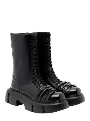 Simone Rocha Leather Platform Combat Boots - Black