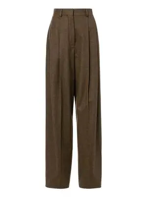 Loro Piana Kurt Wool And Cashmere Wide-leg Pants - Brown