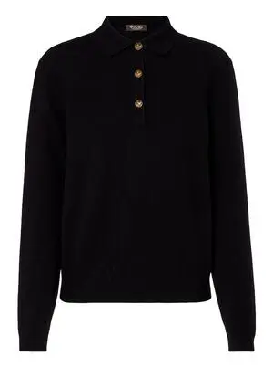 Loro Piana Classic Cashmere Polo Sweater - Black