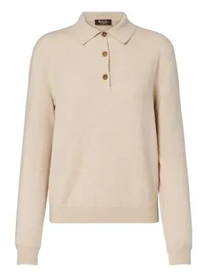Loro Piana Classic Cashmere Polo Sweater - White