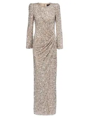 Jenny Packham Marie Sequined Gown - Beige