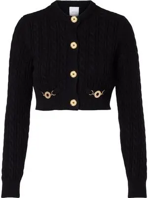 PATOU Cable-knit Wool And Cashmere Cardigan - Black