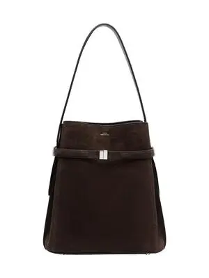 TOTEME Belted Suede Bucket Bag - Brown