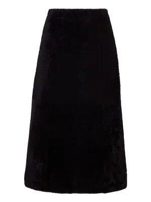 YVES SALOMON Shearling Maxi Skirt - Brown