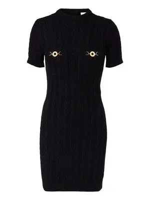 Patou Cable-knit Wool And Cashmere Minidress - Black