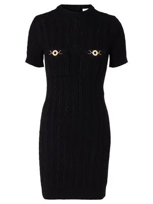 PATOU Cable-knit Wool And Cashmere Minidress - Black
